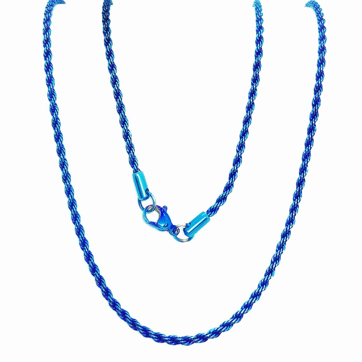 24 inch Anodized Blue Stainless Steel Rope Chain – OB
