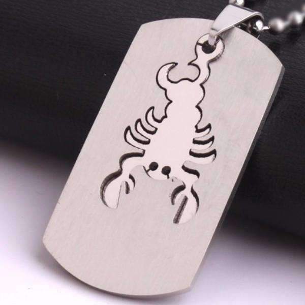 Scorpio 2 Piece Cut-Out Dog Tag Pendant Stainless Steel Necklace – OB